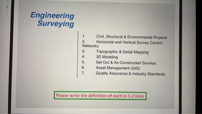 Solved Engineering Surveying 1. Civil, Structural & | Chegg.com