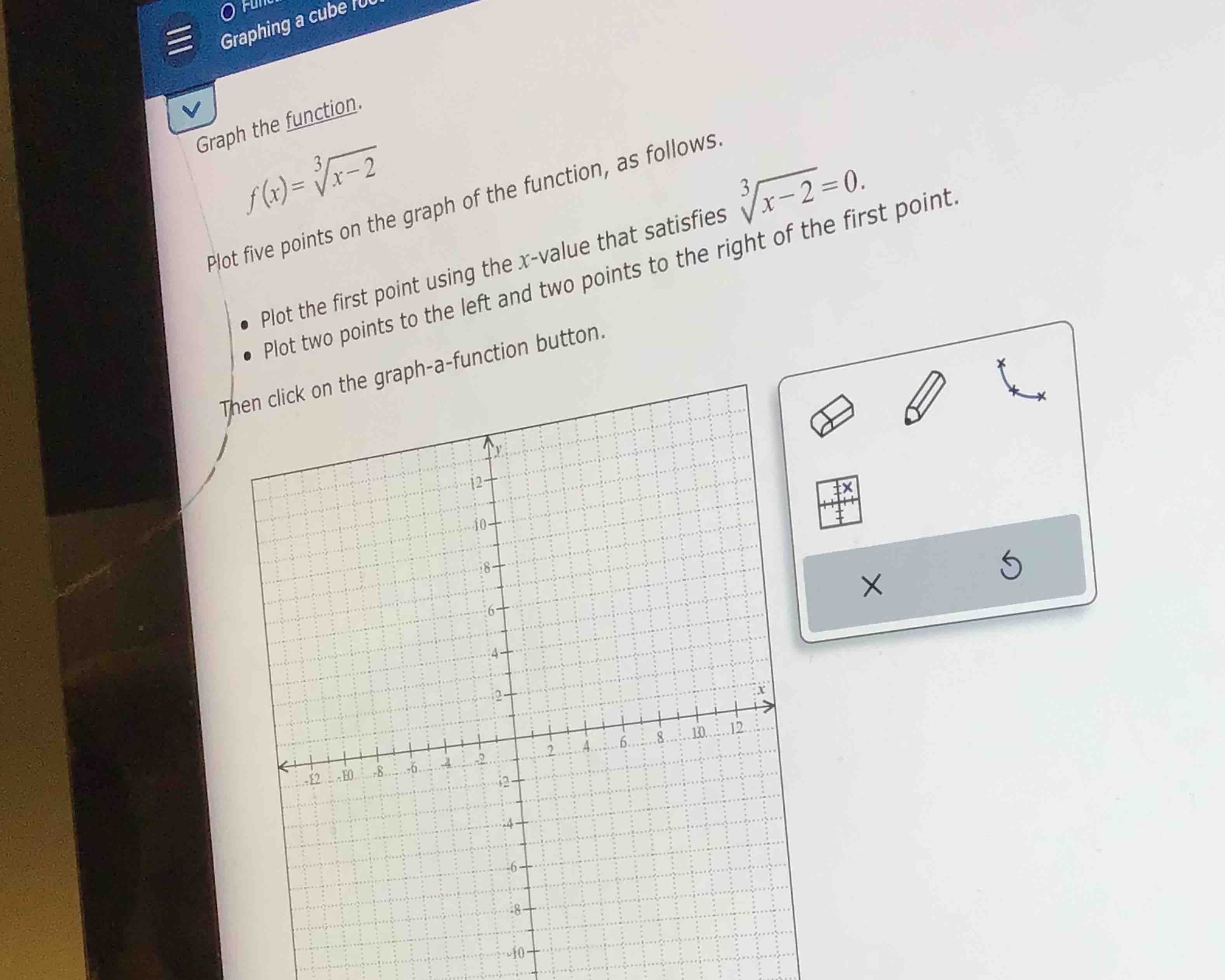 Solved Graphing a cubeGraph the function.f(x)=x-23plot five | Chegg.com