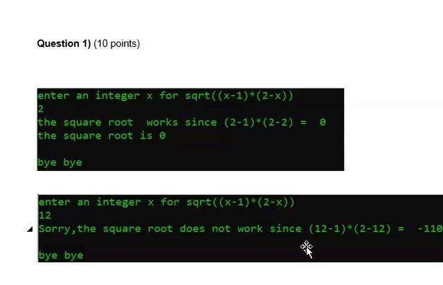 Solved enter an integer x for sqrt ((x−1)∗(2−x)) 2 the | Chegg.com