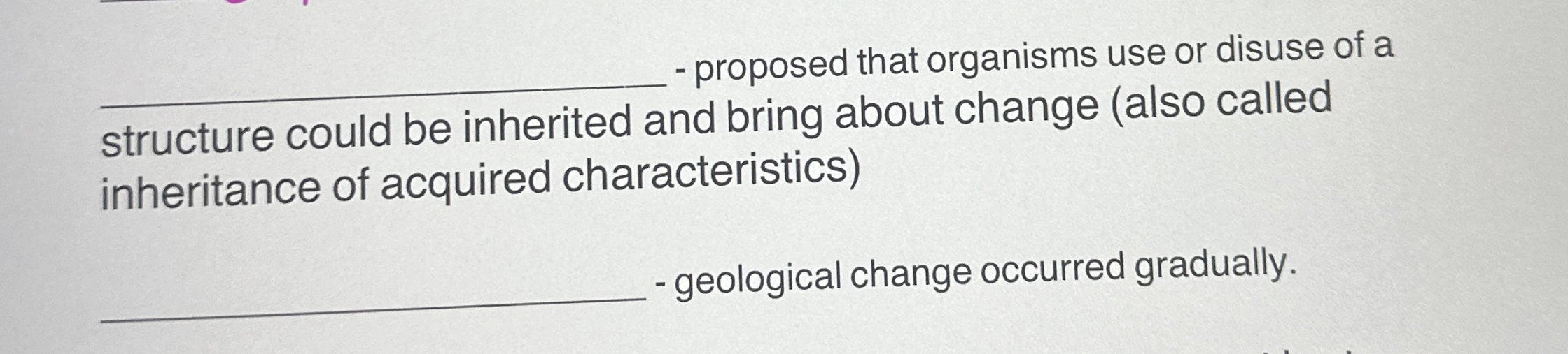 Solved proposed that organisms use or disuse of a structure | Chegg.com