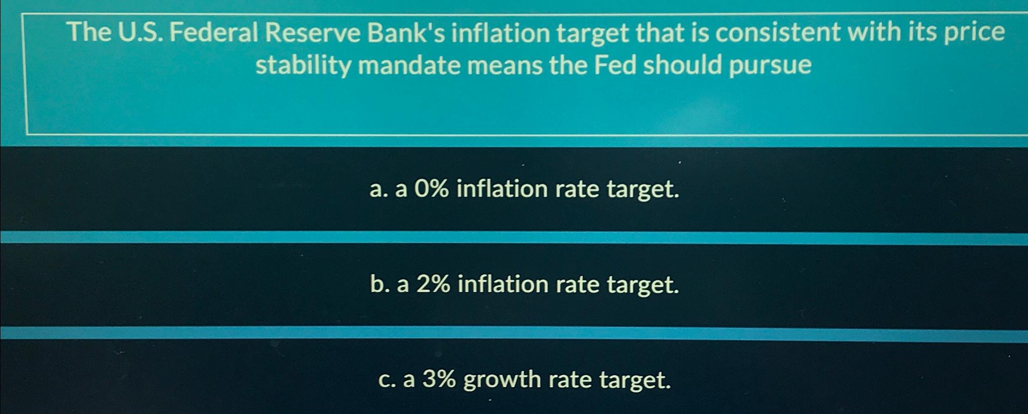 Solved The U.S. ﻿Federal Reserve Bank's inflation target | Chegg.com