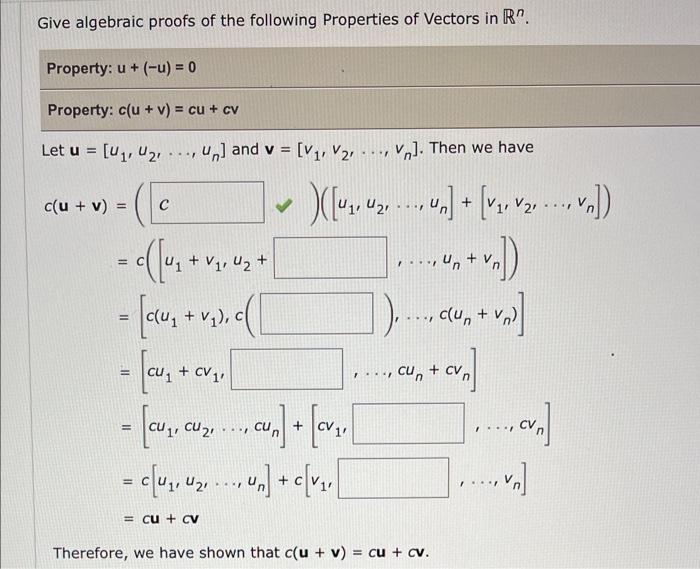 Solved Give algebraic proofs of the following Properties of | Chegg.com
