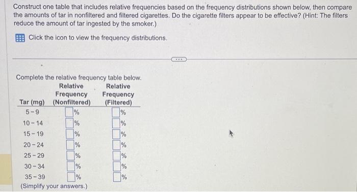 Solved Construct one table that includes relative | Chegg.com