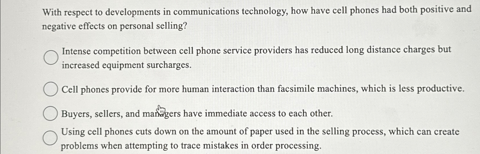 Solved With respect to developments in communications | Chegg.com