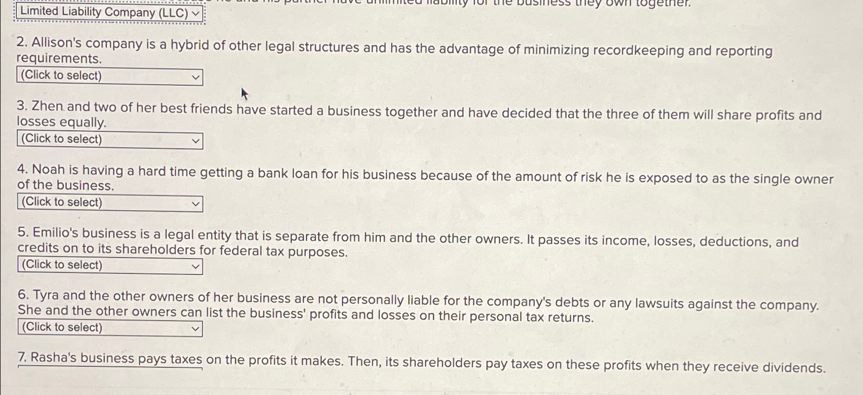 Solved Limited Liability Company (LLC) ﻿v2. ﻿Allison's | Chegg.com