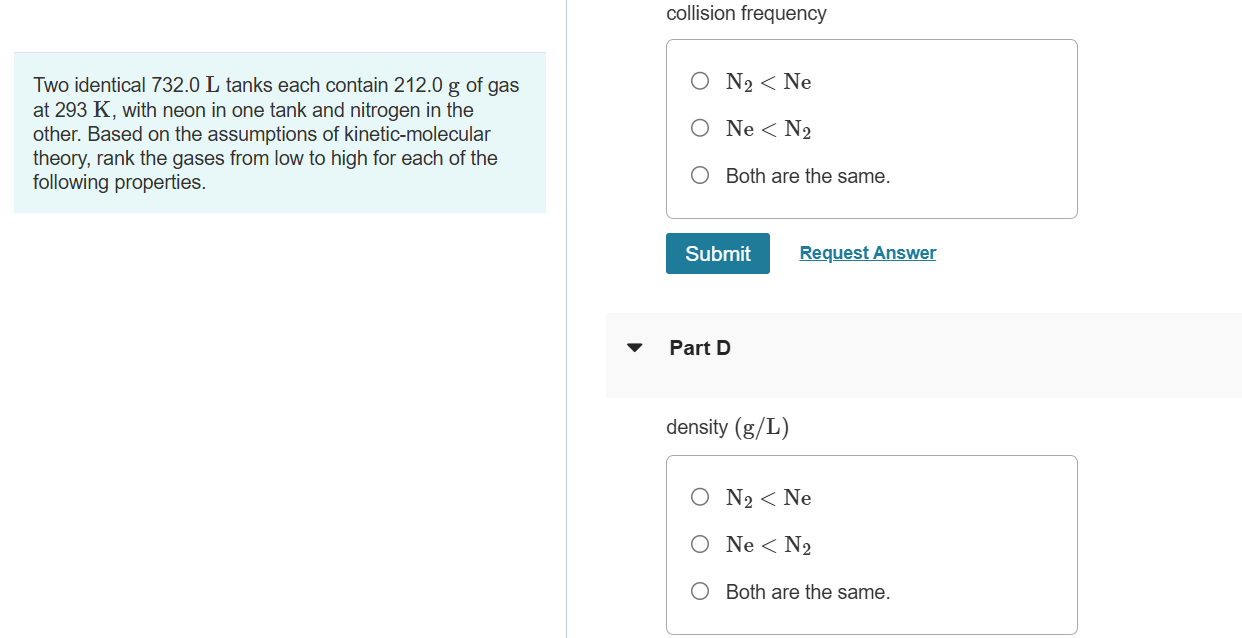 Solved collision frequencyTwo identical 732.0 L ﻿tanks each | Chegg.com