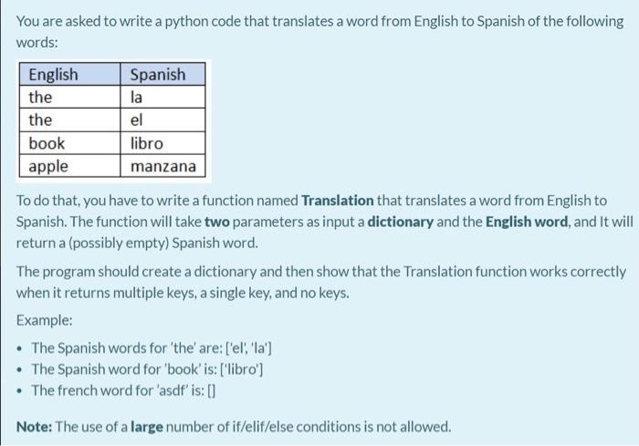Solved You are asked to write a python code that translates | Chegg.com