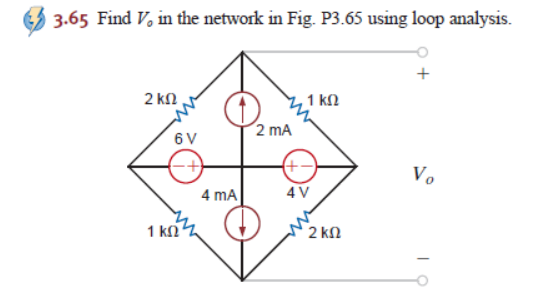 Solved 3.65 ﻿Find Vo ﻿in the network in Fig. P3.65 ﻿using | Chegg.com