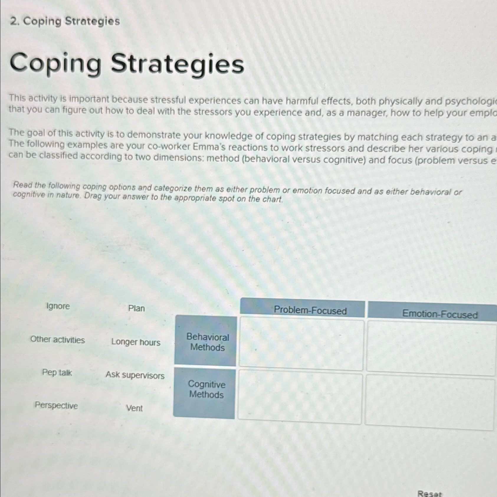 Solved Coping StrategiesCoping StrategiesThis activity is | Chegg.com