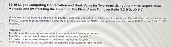 Solved E9-16 (Algo) Computing Depreciation and Book Value | Chegg.com