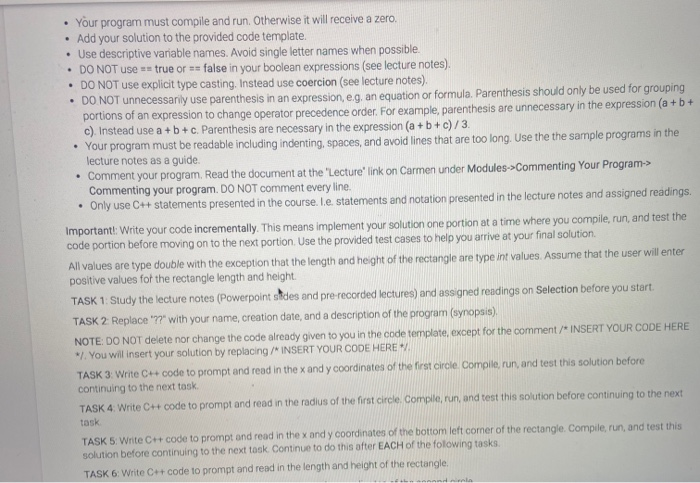 Solved Your program must compile and run. Otherwise it will | Chegg.com