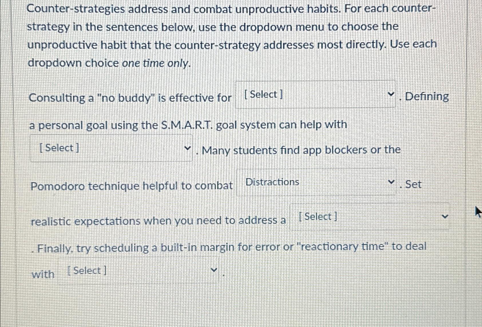 Solved Counter-strategies address and combat unproductive | Chegg.com