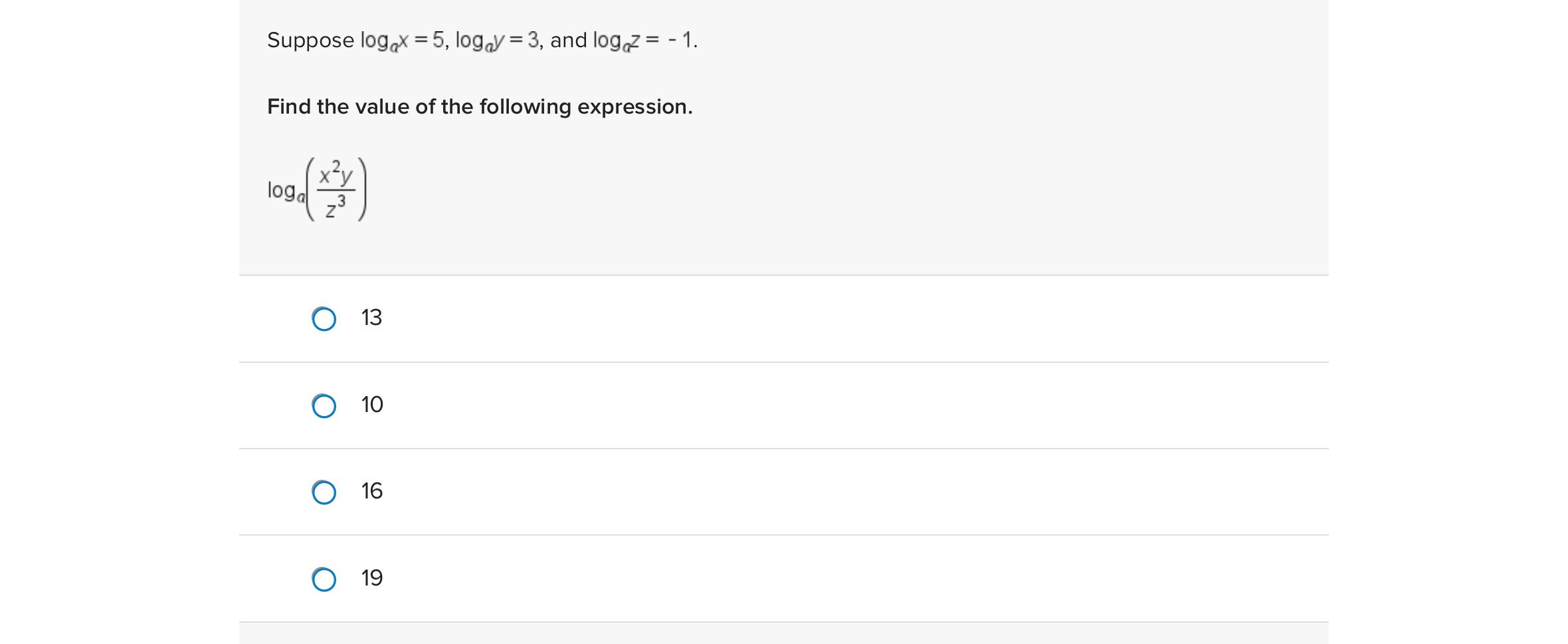 Solved Suppose Logax 5 Logay 3 ﻿and Logaz 1find The Value