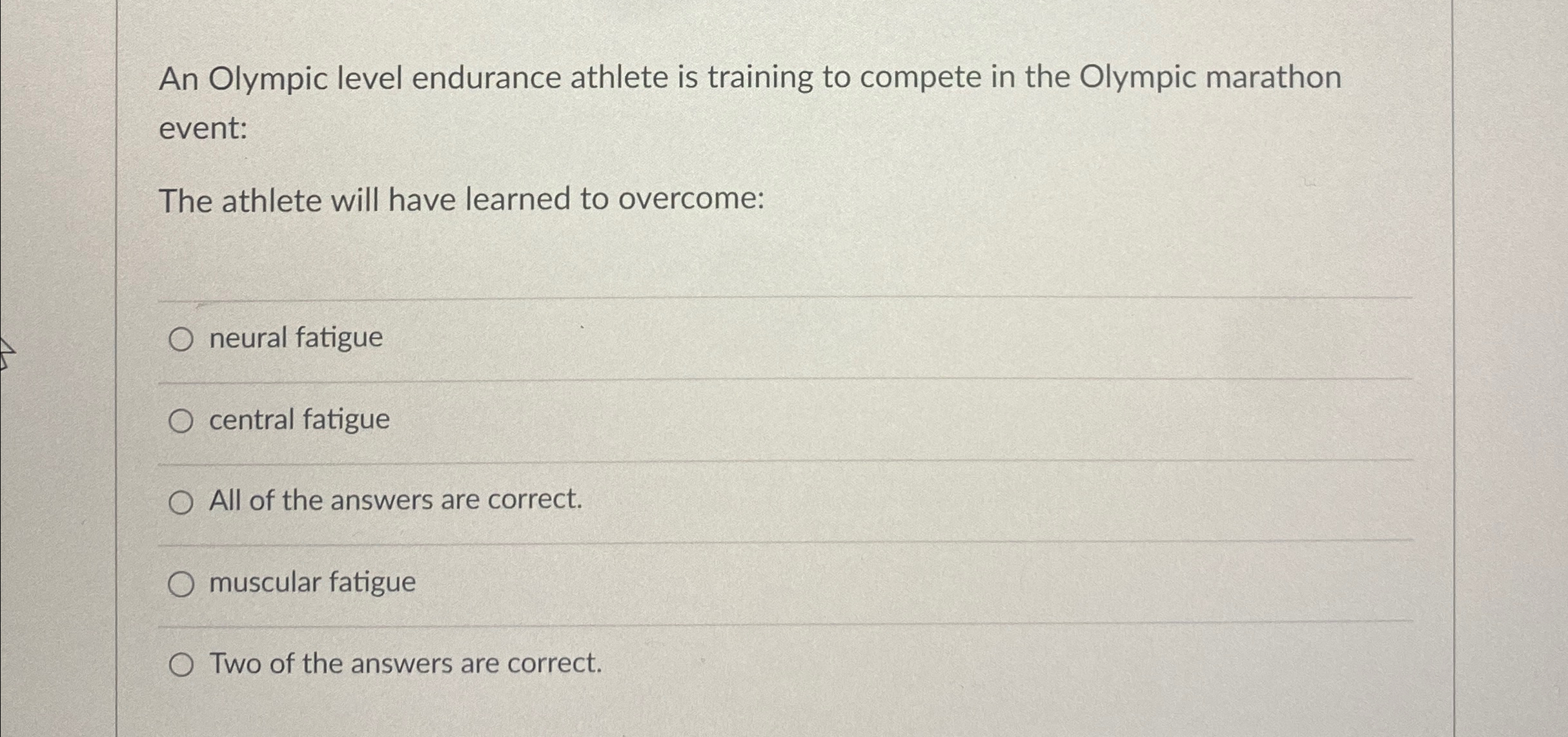 Solved An Olympic level endurance athlete is training to | Chegg.com