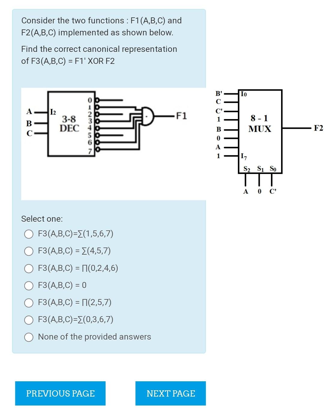 Solved Consider the two functions : F1(A,B,C) and F2(A,B,C) | Chegg.com