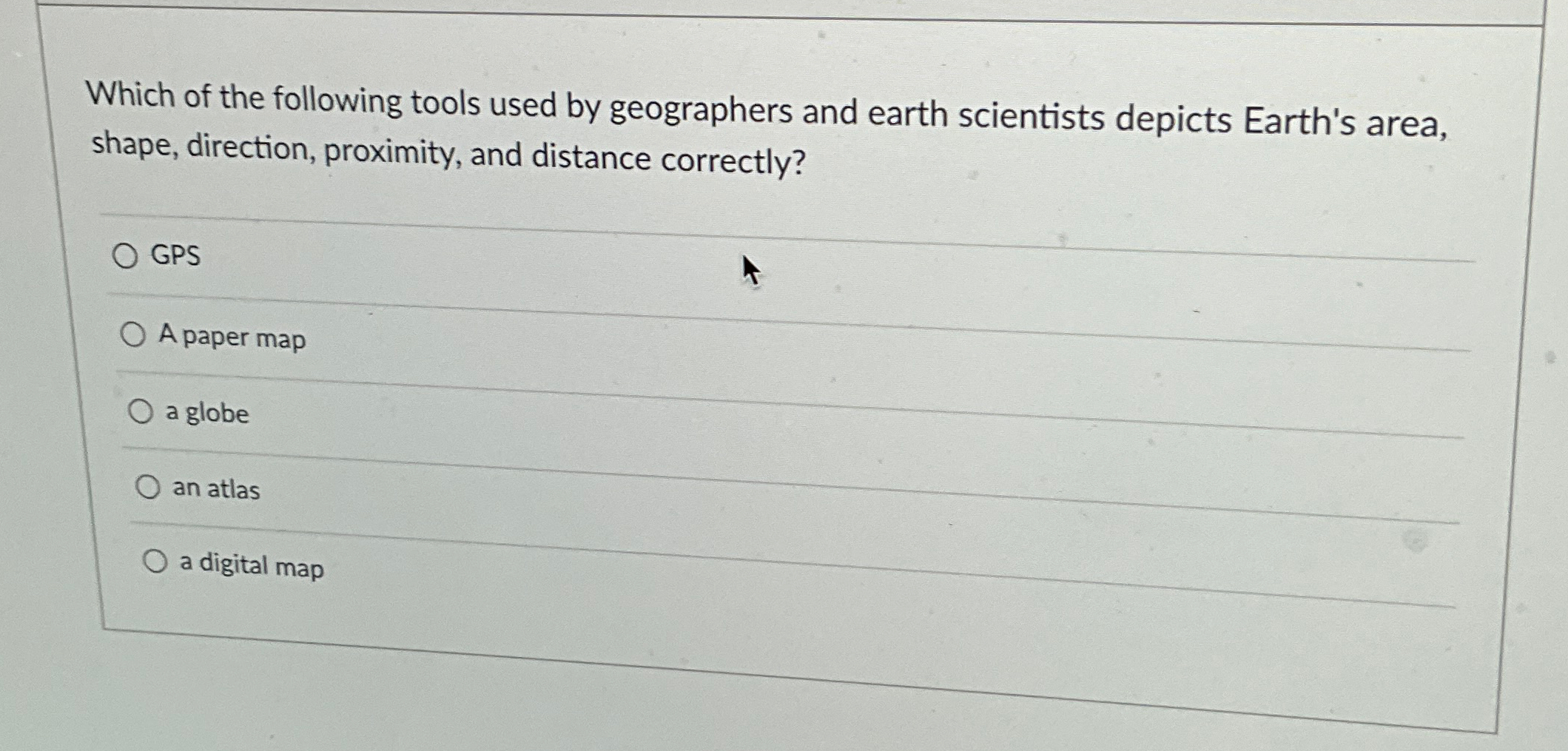 Solved Which of the following tools used by geographers and | Chegg.com