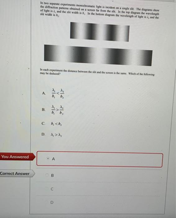 Solved In two separate experiments monochromatic light is | Chegg.com