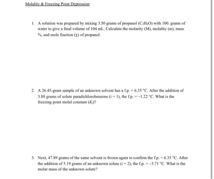 Solved Intermolecular Forces & Colligative Properties Three | Chegg.com