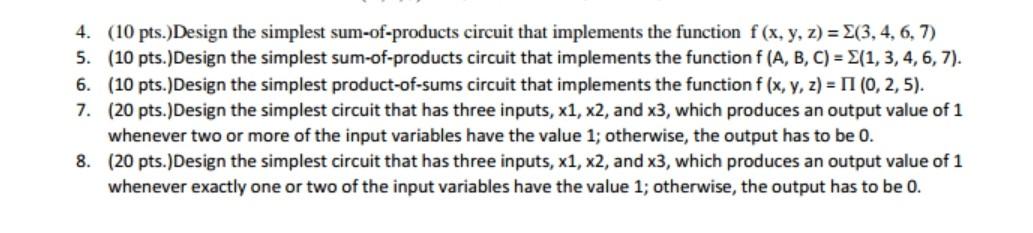 Solved 4. (10 pts.)Design the simplest sum-of-products | Chegg.com