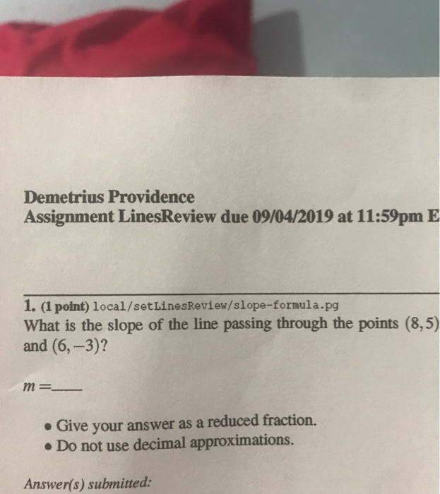 Solved Demetrius Providence Assignment LinesReview Due Chegg