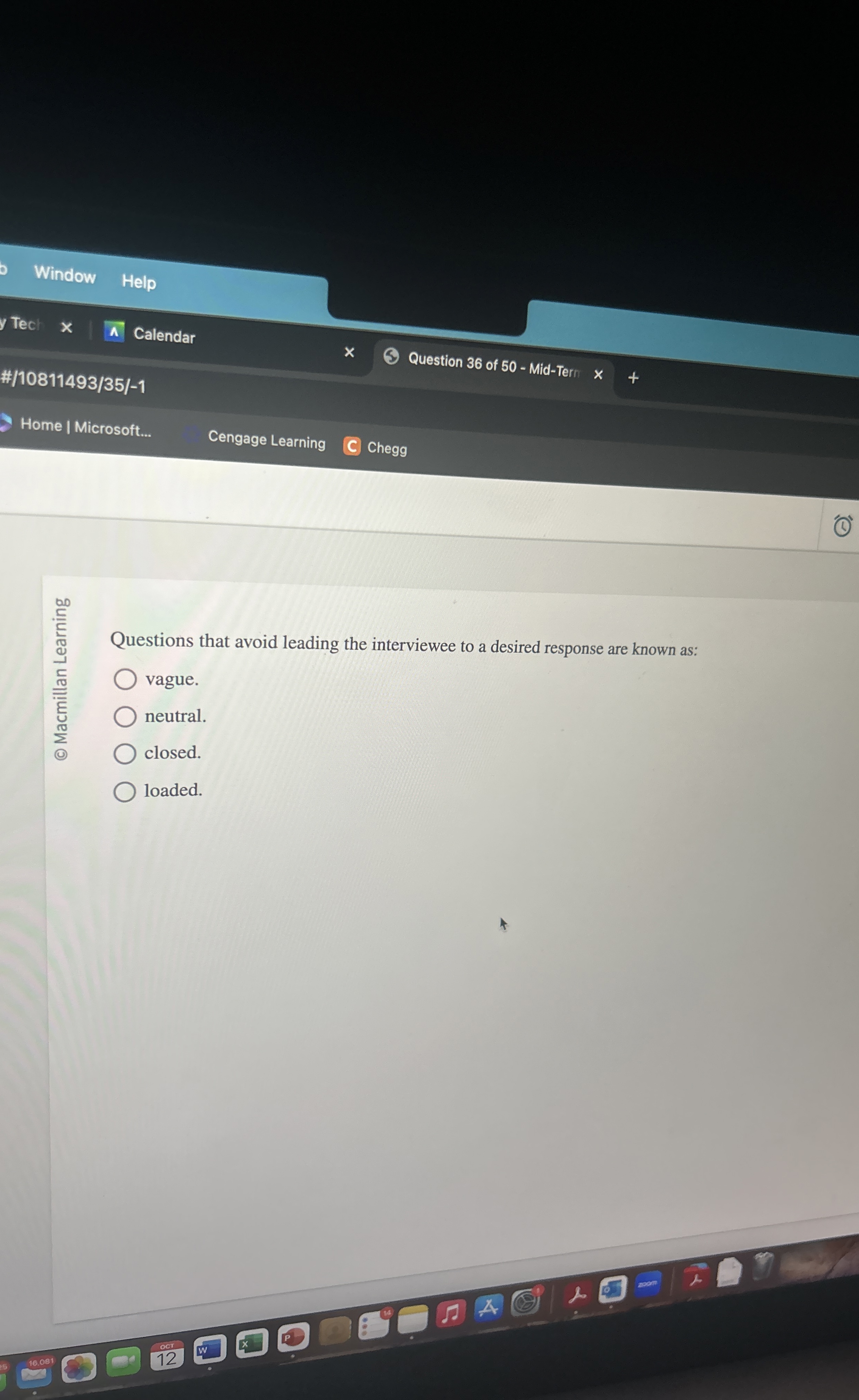 Solved Questions that avoid leading the interviewee to a | Chegg.com