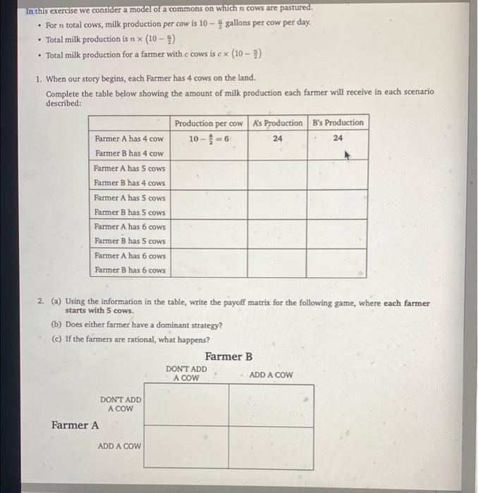 Solved In this exercise we consider a model of a commons on | Chegg.com
