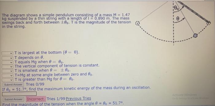 Solved The diagram shows a simple pendulum consisting of a | Chegg.com