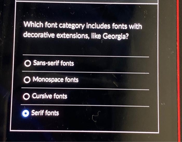 Which font category includes fonts with decorative | Chegg.com