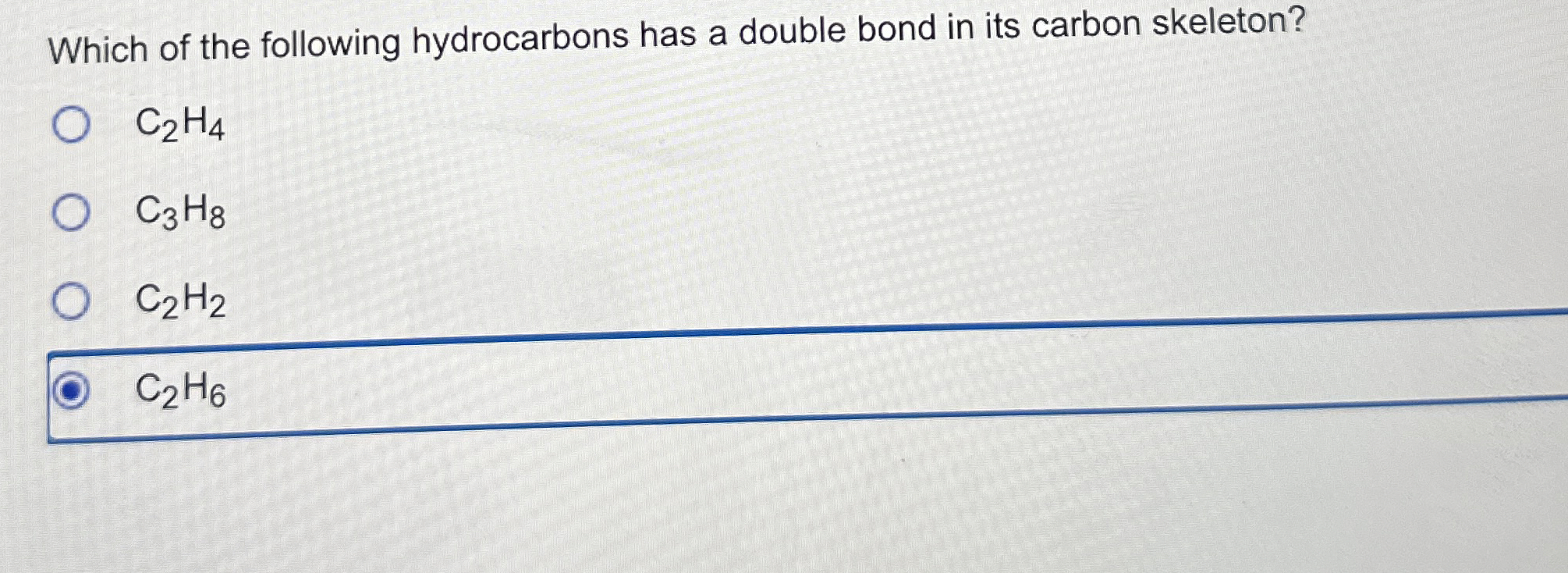 Solved Which of the following hydrocarbons has a double bond | Chegg.com