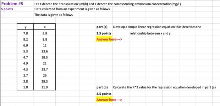 Solved Problem #5 5 points y 7.8 8.2 > 0 1 1 6.9 5.3 4.7 4.9 | Chegg.com