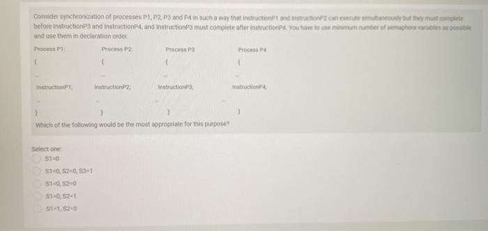 Solved Consider synchronization of processes P1, P2, P3 and | Chegg.com