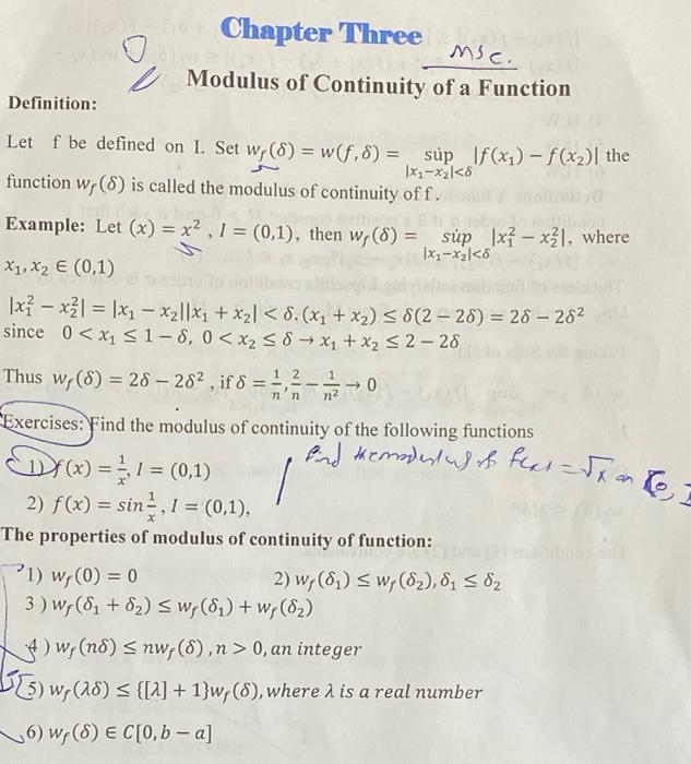 Solved Chapter Three Msc Modulus Of Continuity Of A