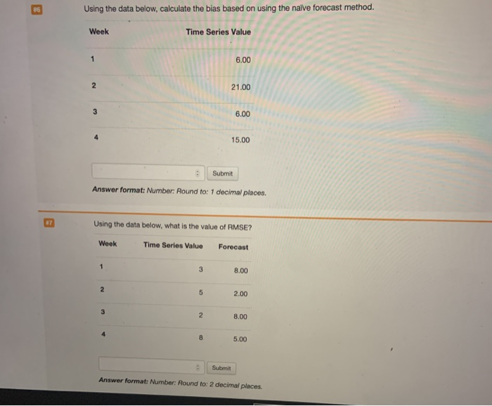 Solved Using the data below, calculate the bias based on | Chegg.com