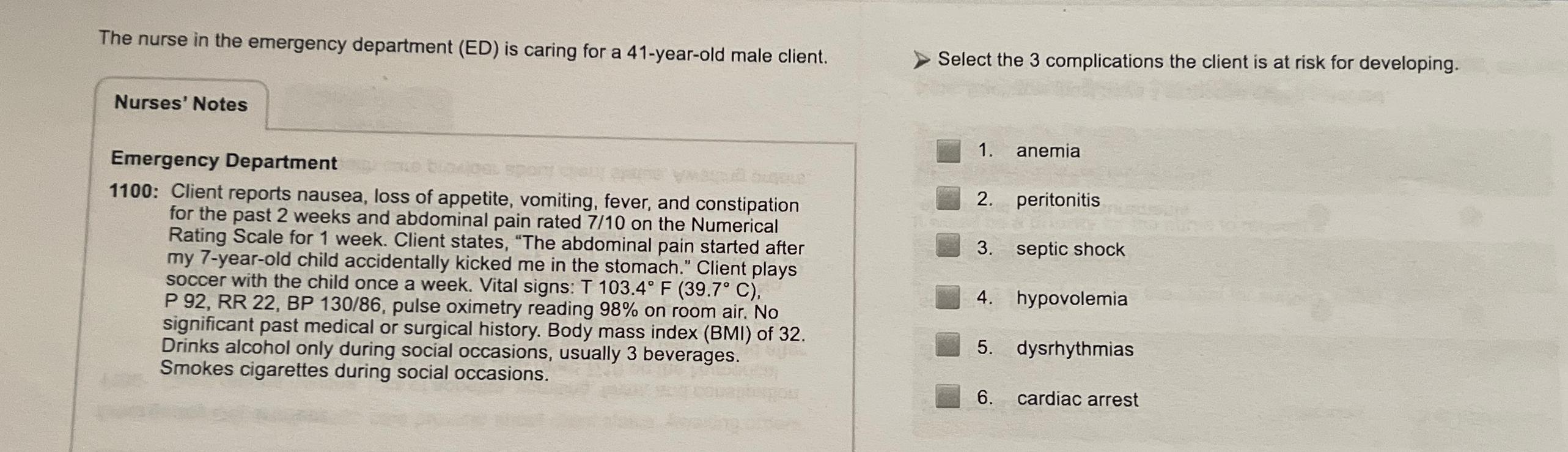 Solved The nurse in the emergency department (ED) ﻿is caring | Chegg.com