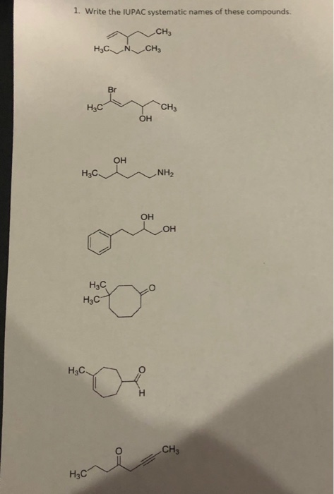 Solved 1. Write the IUPAC systematic names of these | Chegg.com