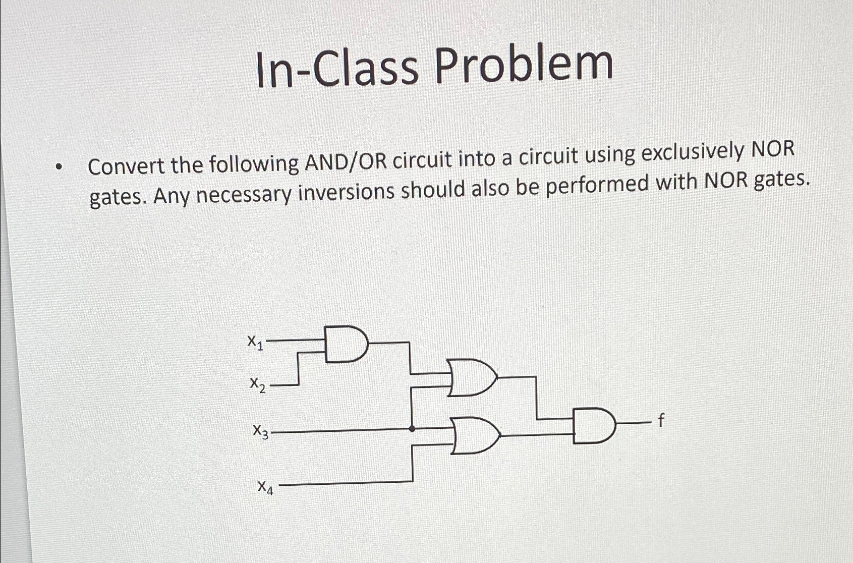 Solved In-Class ProblemConvert the following AND/OR circuit | Chegg.com