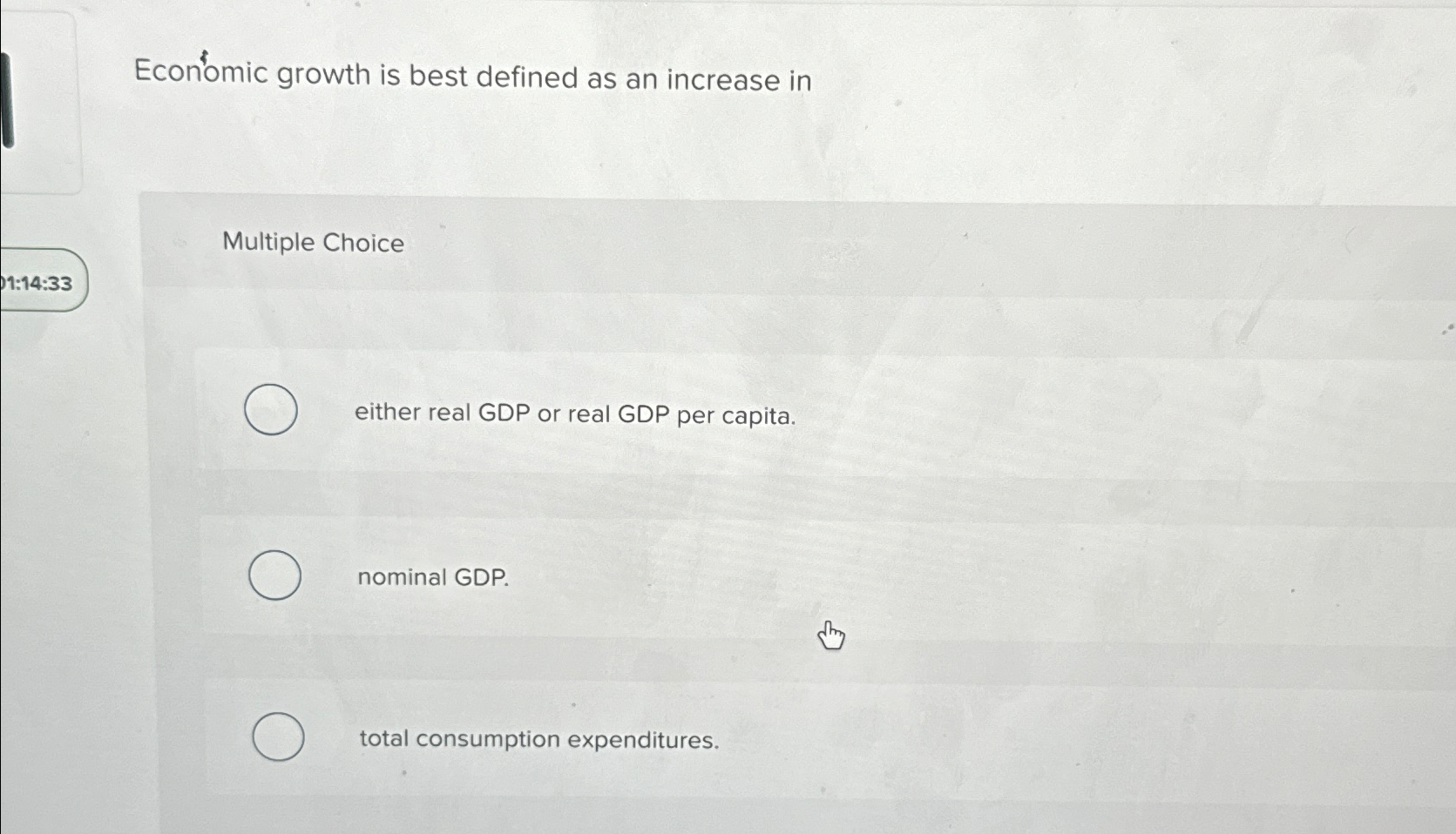 Solved Econ'omic growth is best defined as an increase | Chegg.com