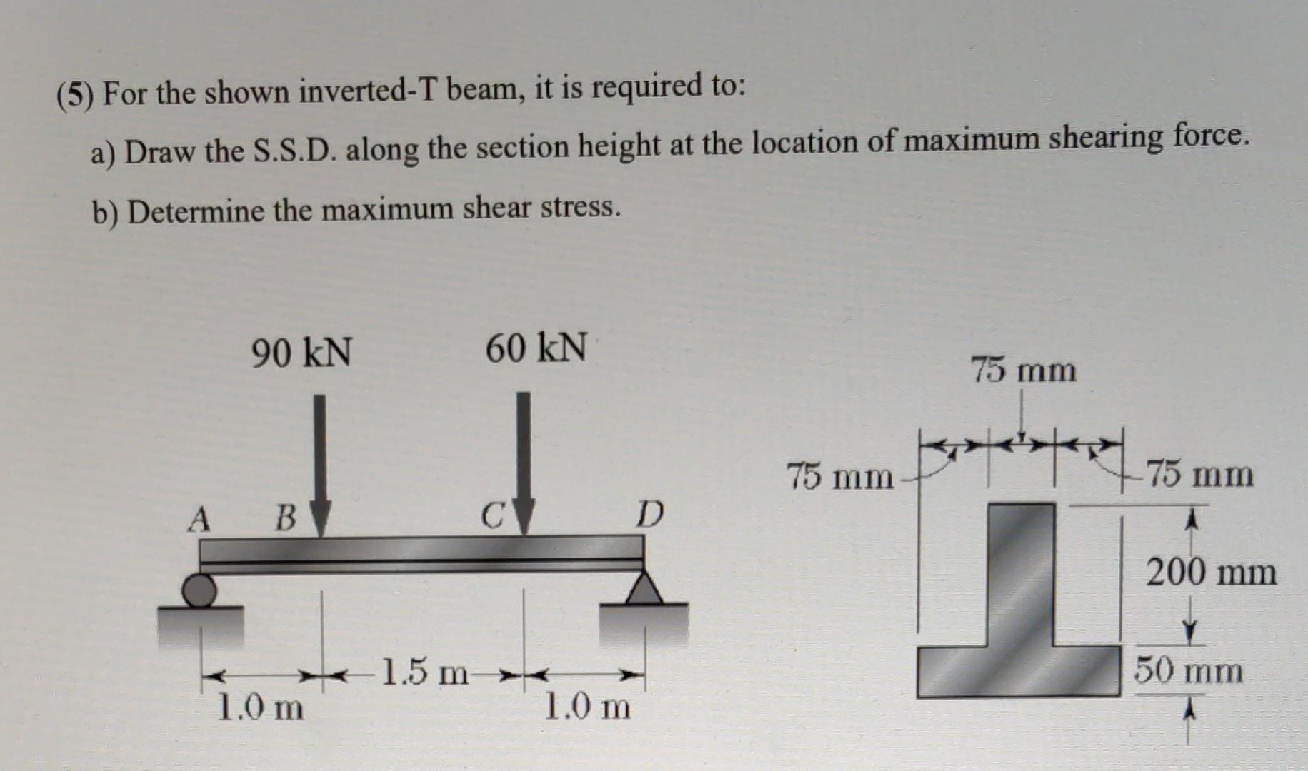 Solved (5) For the shown inverted-T beam, it is required to: | Chegg.com