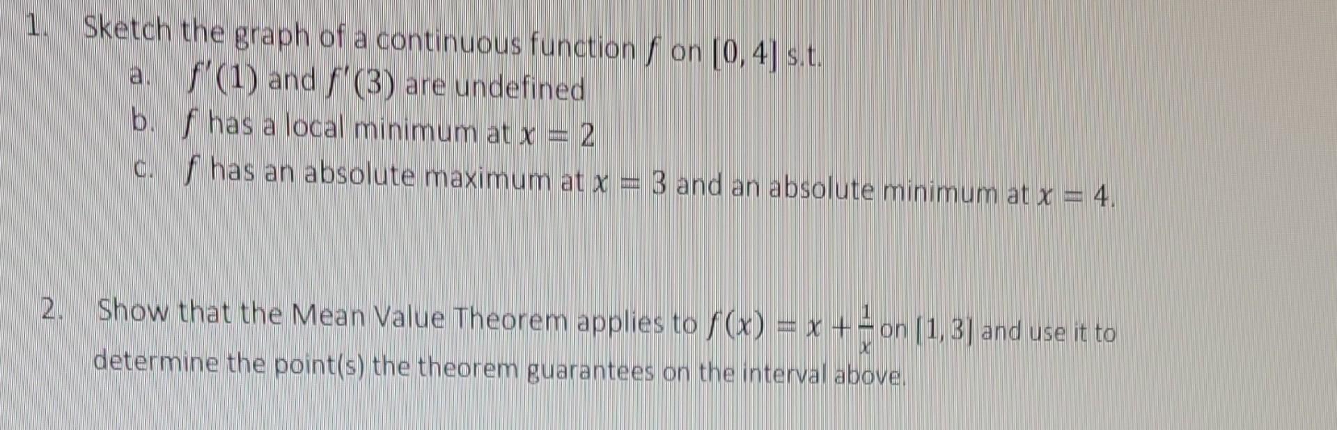 Solved Sketch the graph of a continuous function f on [0,4] | Chegg.com