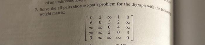 Solved 7. Solve the all-pairs shortest-path problem for the | Chegg.com