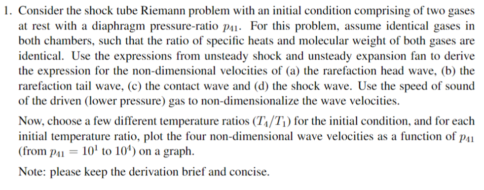 Solved Consider the shock tube Riemann problem with an | Chegg.com