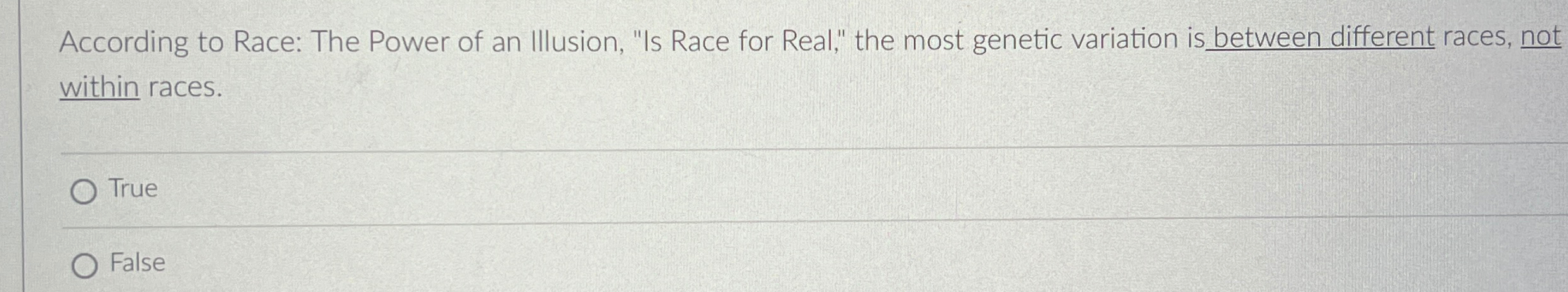 Solved According to Race: The Power of an Illusion, "Is Race | Chegg.com
