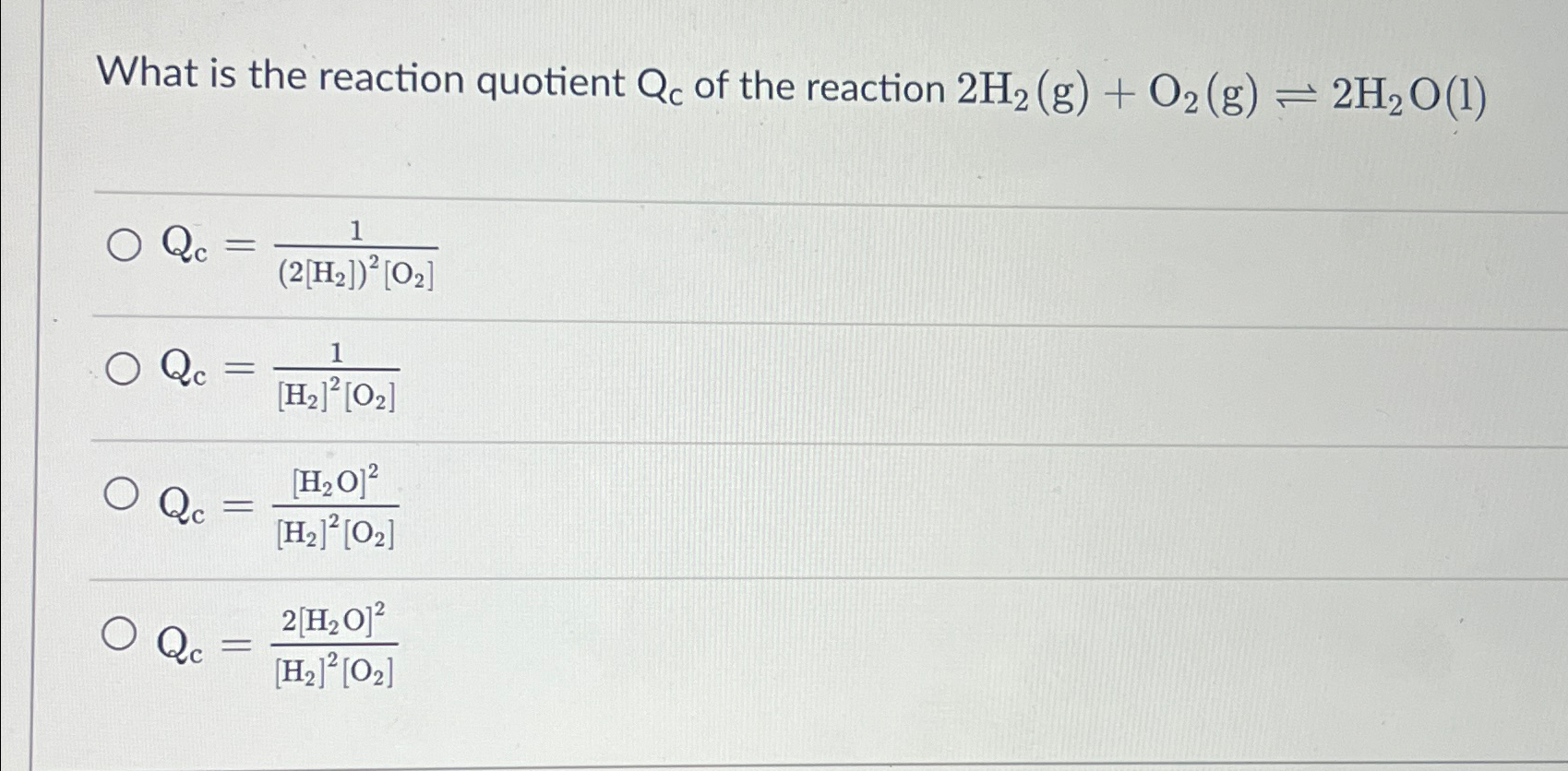 Solved What is the reaction quotient Qc ﻿of the reaction | Chegg.com