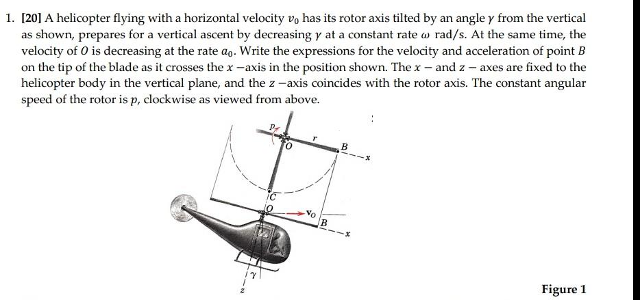 Solved 1. [20] A helicopter flying with a horizontal | Chegg.com