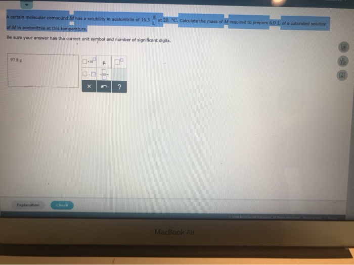 Solved A certain molecular compound M has a solubility in | Chegg.com