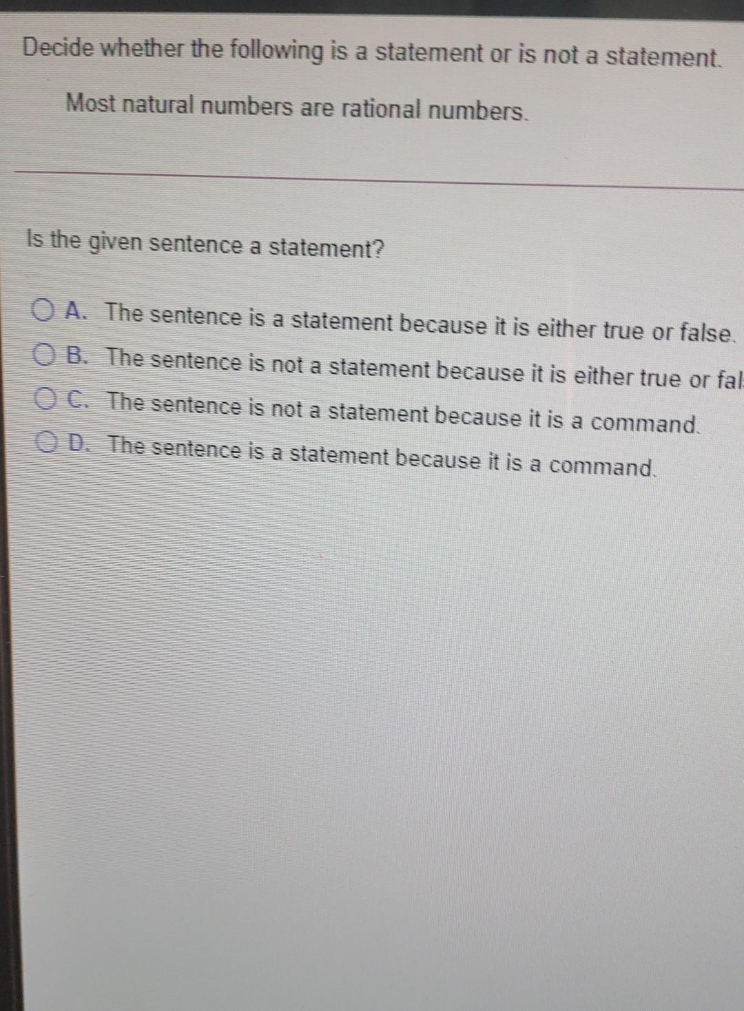 Solved Decide whether the following is a statement or is not | Chegg.com