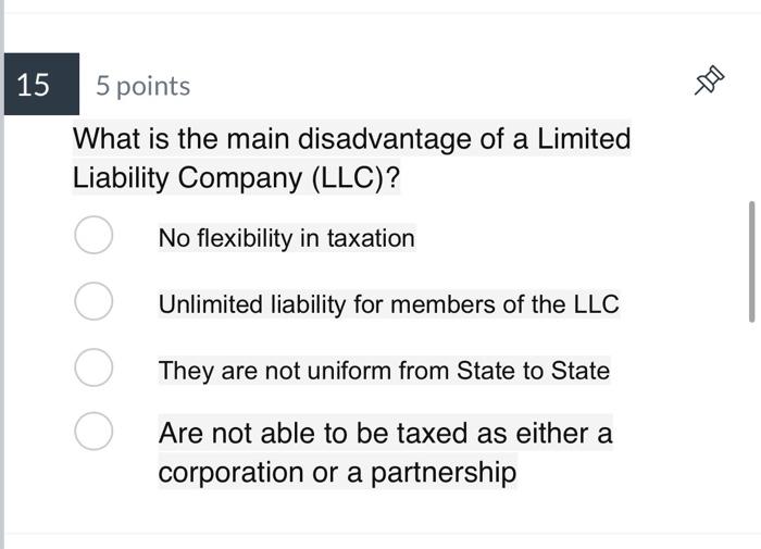 Solved What is the main disadvantage of a Limited Liability | Chegg.com