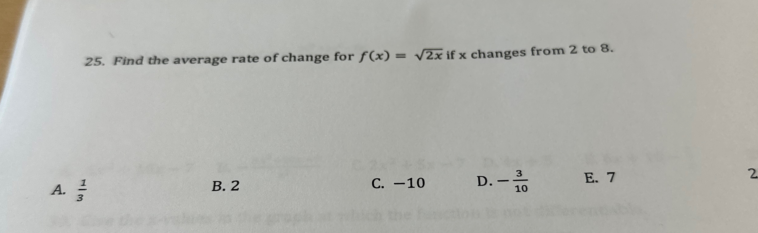 Solved Find the average rate of change for f(x)=2x2 ﻿if x | Chegg.com