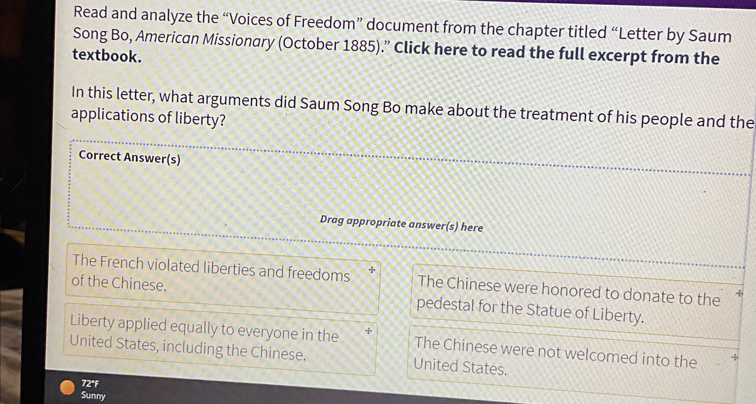 Solved Read and analyze the "Voices of Freedom" document | Chegg.com