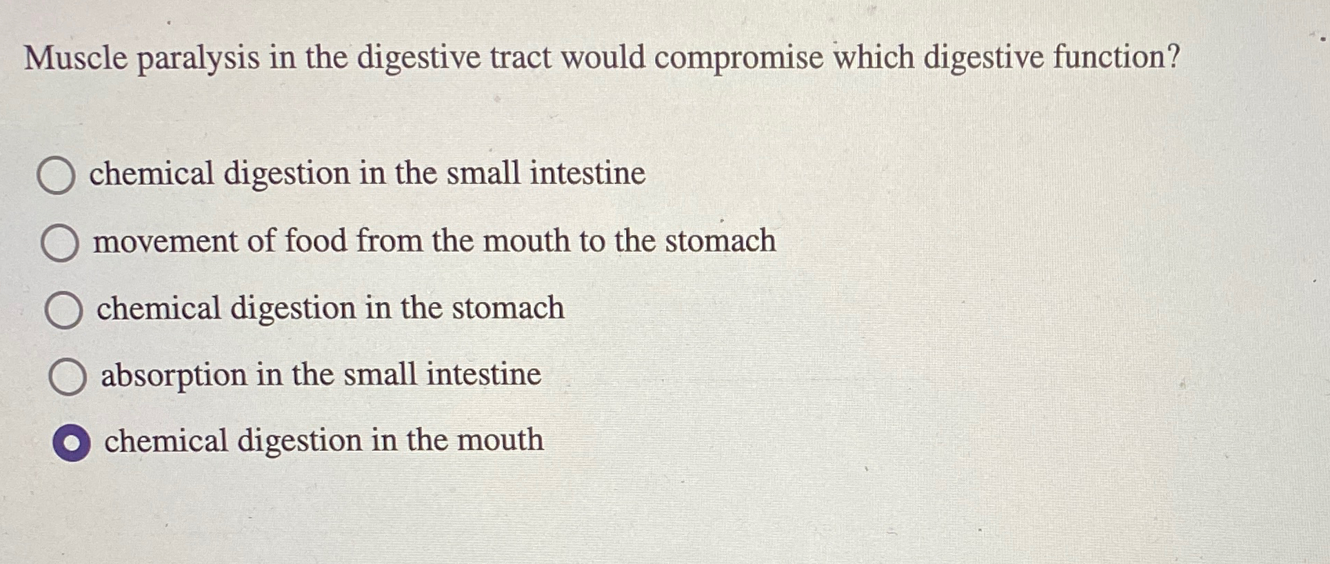 Solved Muscle paralysis in the digestive tract would | Chegg.com